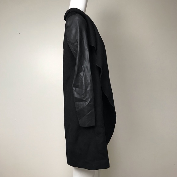 Sweaters | My Black Leather Sleeve Longline Cardigan Jacket | Poshmark